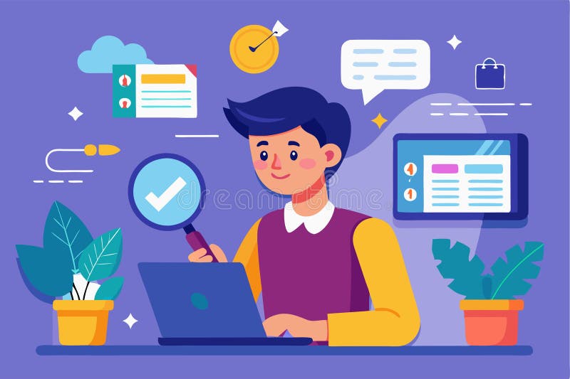 A Professional Engaged in a Task on a Laptop Surrounded by Plants and ...