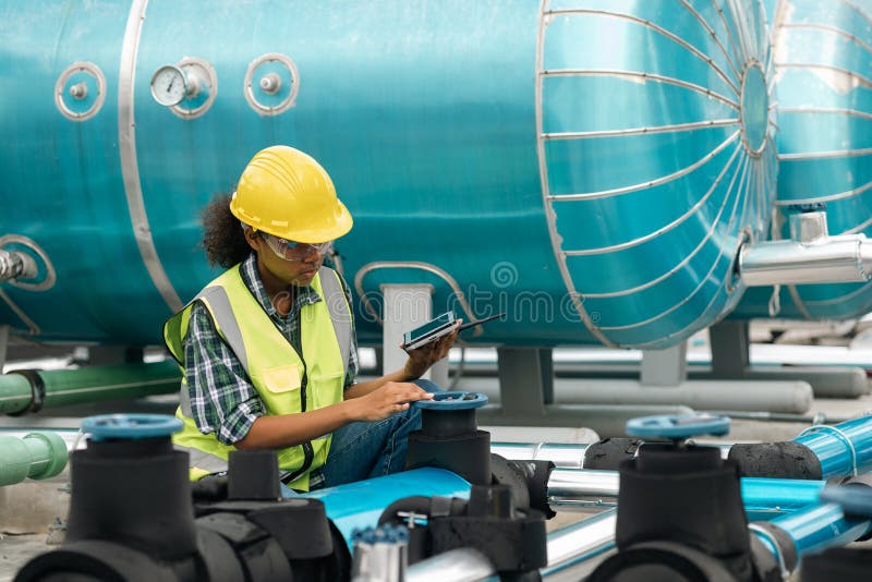 Professional Engineer Black Women Working Checking and Maintenance ...