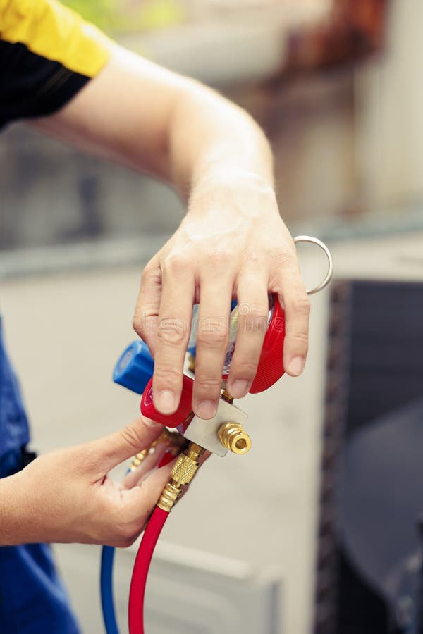 Engineer Doing Hvac System Maintenance Stock Photo - Image of ...