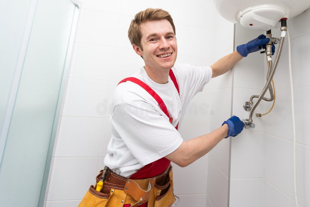 Professional Engineer Doing a Boiler Inspection at Home Stock Image ...