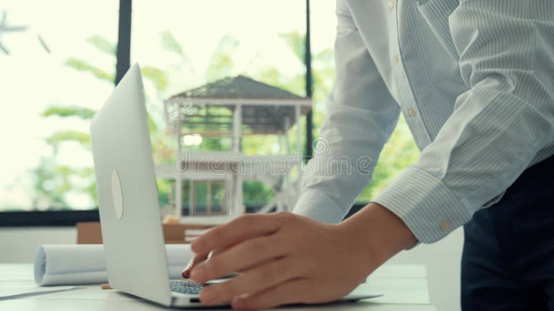 Professional Engineer Measure House Model and Using Laptop Analysis ...