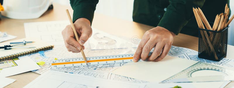 Professional Engineer Working on Architectural Project at Studio ...