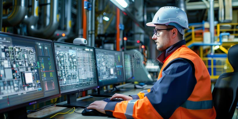 A Professional Engineer in an Orange Safety Vest and White Hard Hat is ...