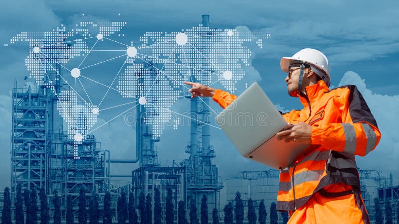 Professional Engineer Petroleum Industry Worker with Refinery Overlay ...