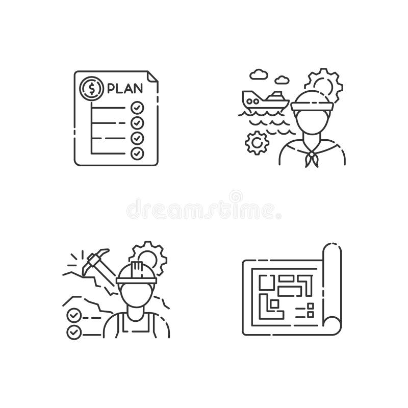 Professional for Engineer Project Black Glyph Icons Set on White Space ...