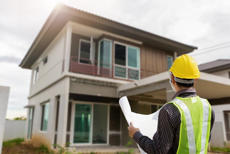 Professional Engineer Worker at the House Building Construction Stock ...