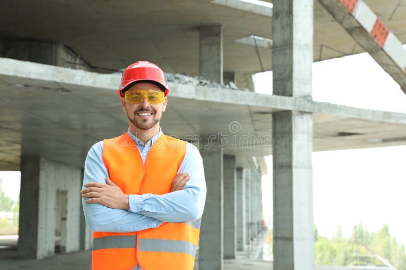 Professional Engineer in Safety Equipment at Construction Stock Image ...