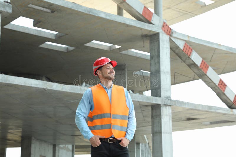Professional Engineer in Safety Equipment at Construction Stock Image ...