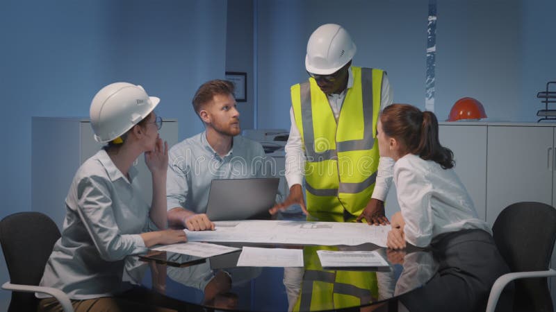 Diverse Engineers Team Meeting for Architectural Project. Stock Video ...