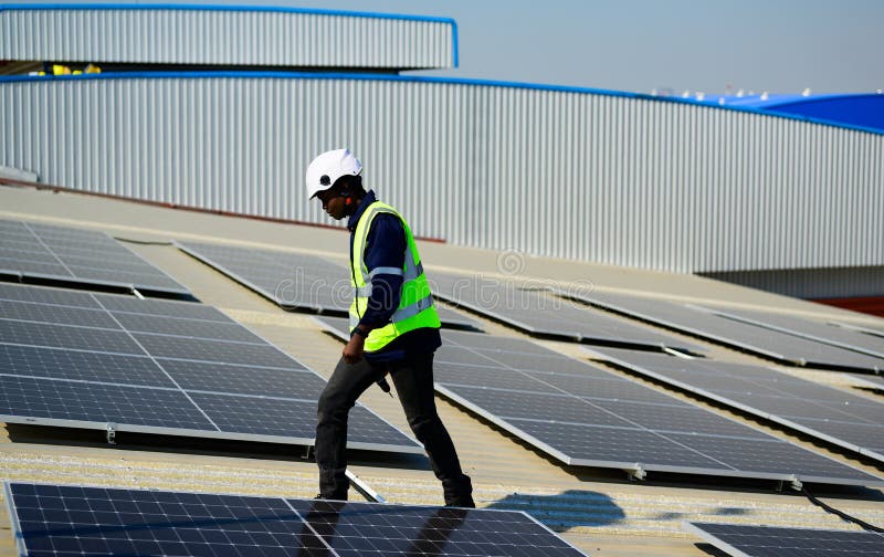 Professional Engineer Technician Operating System at Solar Cell Farm ...