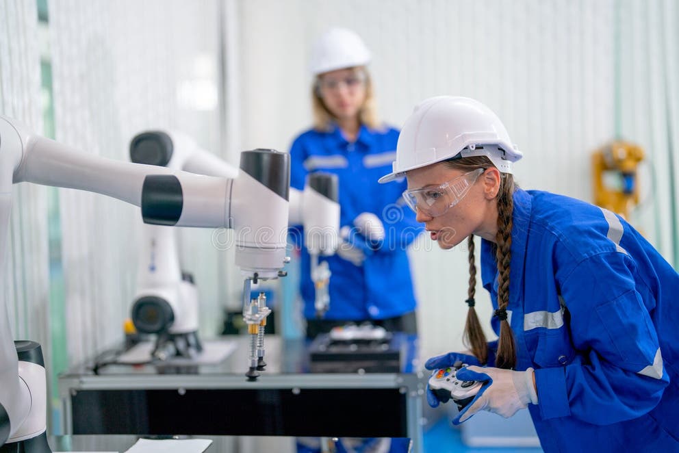 Professional Engineer or Technician Worker Use Controller To Work with ...