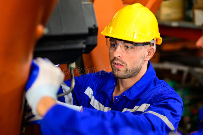 Professional Engineer Technician Working at Industrial Factory Stock ...