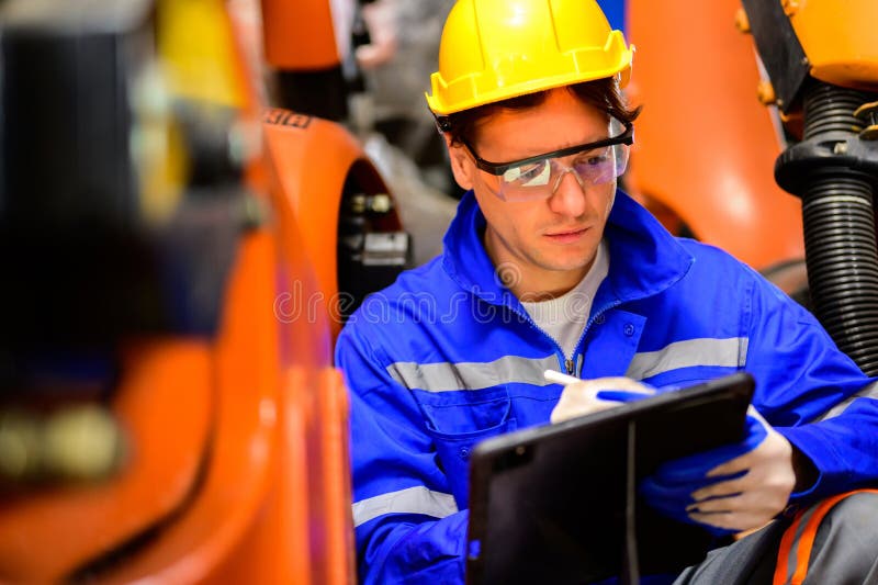 Professional Engineer Technician Working at Industrial Factory Stock ...