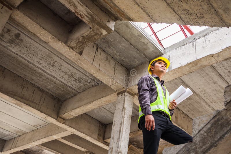 Professional Engineer Worker at the House Building Construction Stock ...