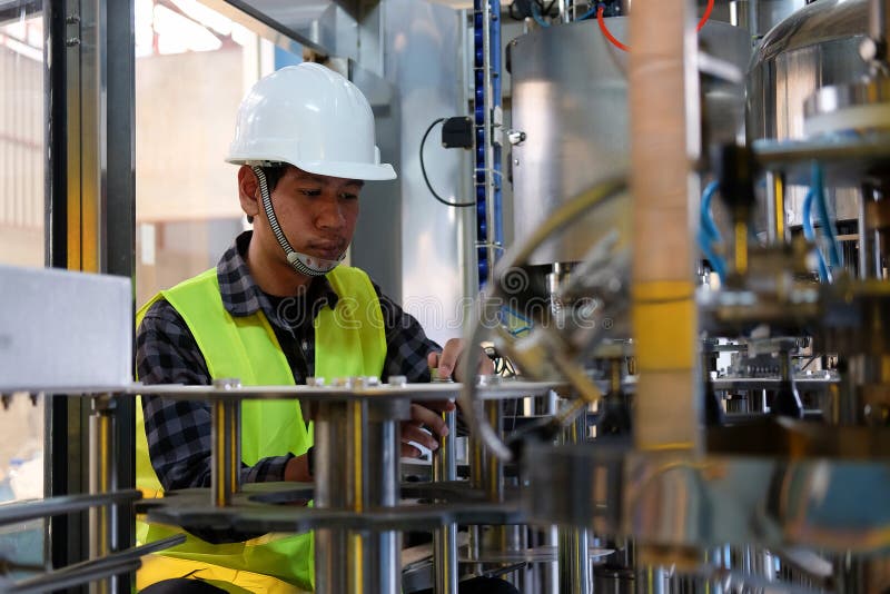 Professional Engineer Working Control and Check Process of Machine on ...