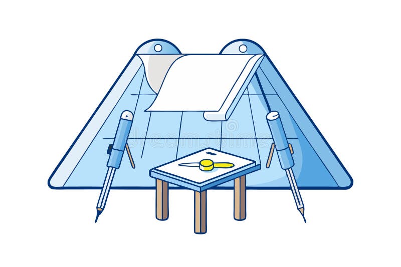 Professional Engineering Workspace Vector with Drafting Table ...