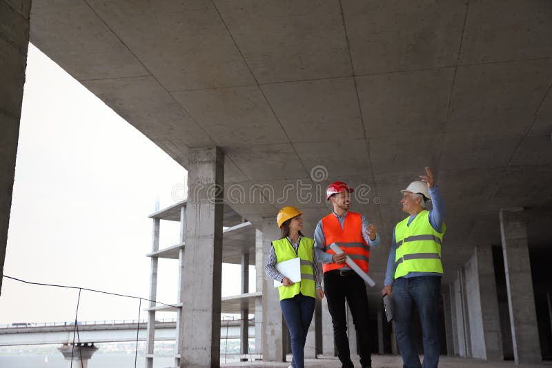 Professional Engineers in Safety Equipment at Construction Site Stock ...