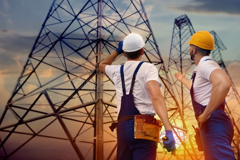 Professional Engineers Working on Installation of Electrical Substation ...