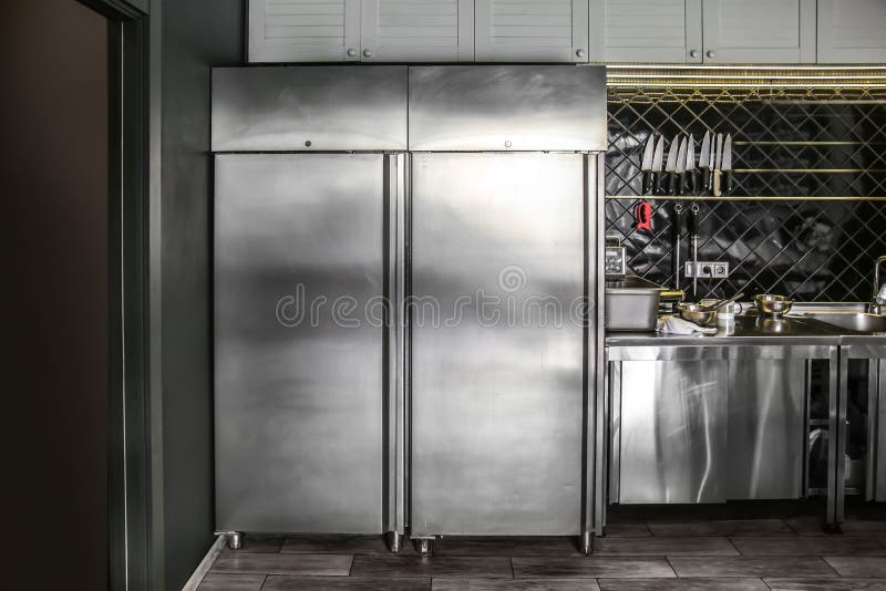 Professional Equipment with Cookware in Restaurant Kitchen Stock Image ...