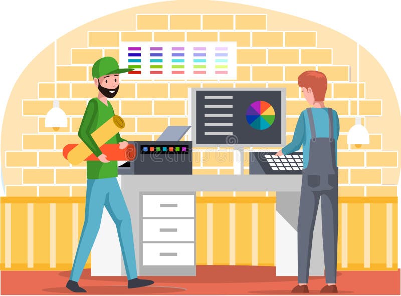 Employees are Using Equipment, Printer, Enter Data and Working with ...