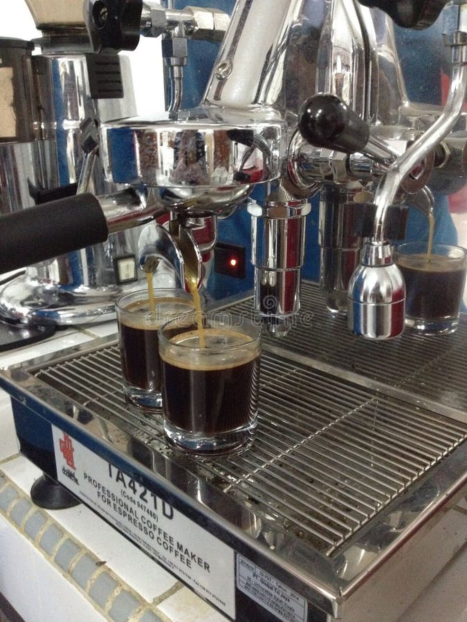 Professional Espresso Coffee Machine in Action Stock Photo - Image of ...