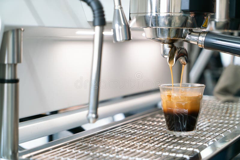 Professional Espresso Coffee Making Machine in a Restaurant Stock Photo ...