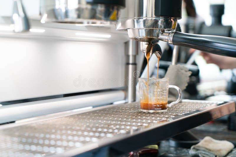 Professional Espresso Coffee Making Machine in a Restaurant Stock Image ...
