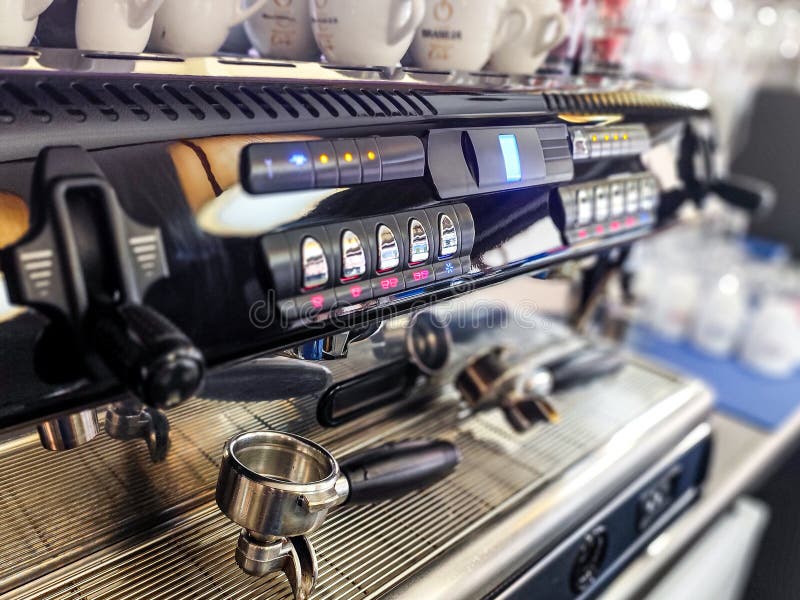 Professional Espresso Machine in Pub, Bar, Restaurant. Stock Photo ...