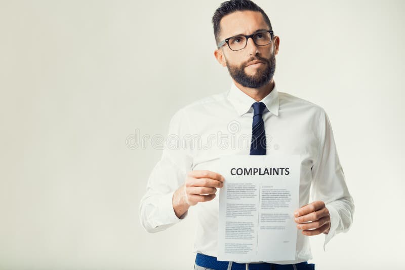 Professional Evaluates Customer Complaints Document Stock Photo - Image ...
