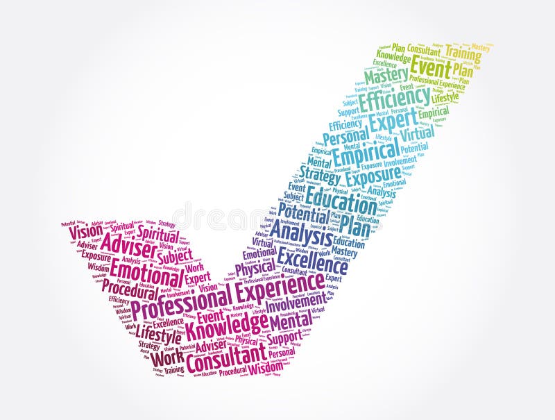 Professional Experience Check Mark Word Cloud Collage, Business Concept ...