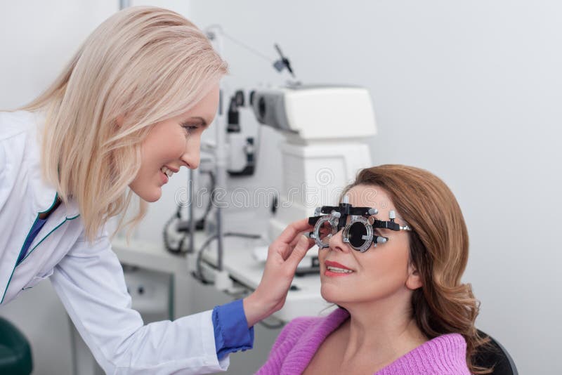 Professional Eye Doctor is Examining Human Vision Stock Image - Image ...
