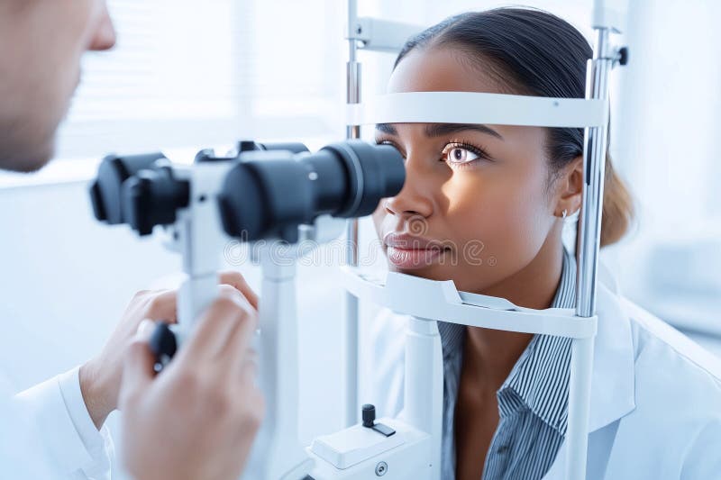 A Professional Eye Examination Being Conducted by an Optometrist in a ...