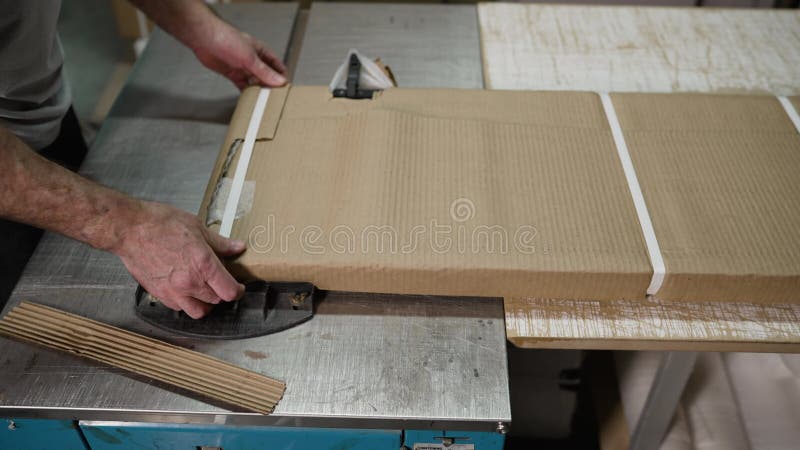 Worker Securing Cardboard Box with Packaging Straps Stock Video - Video ...