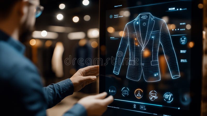 Professional Fashion Designer Working on a Virtual Garment Displayed on ...