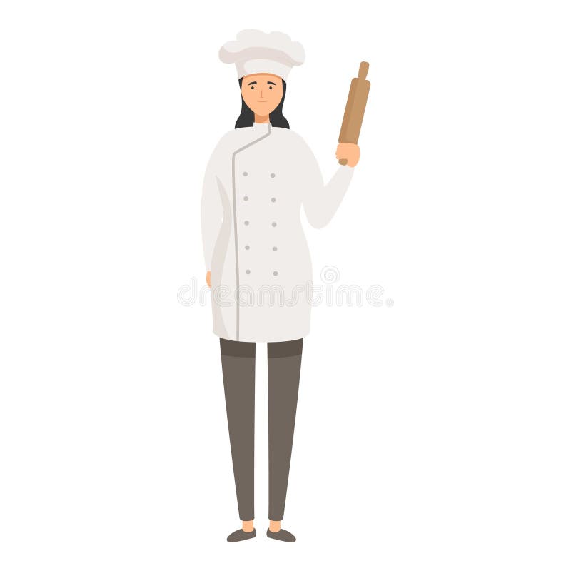 Professional Female Chef Holding Rolling Pin Illustration Stock ...