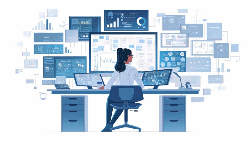 Professional Female Data Analyst Working on Technology Systems in ...