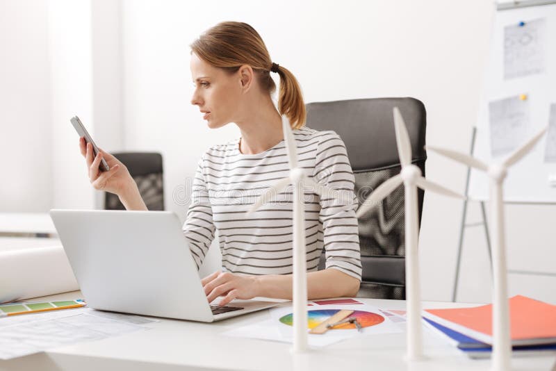 Professional Female Engineer Making a Call Stock Image - Image of ...