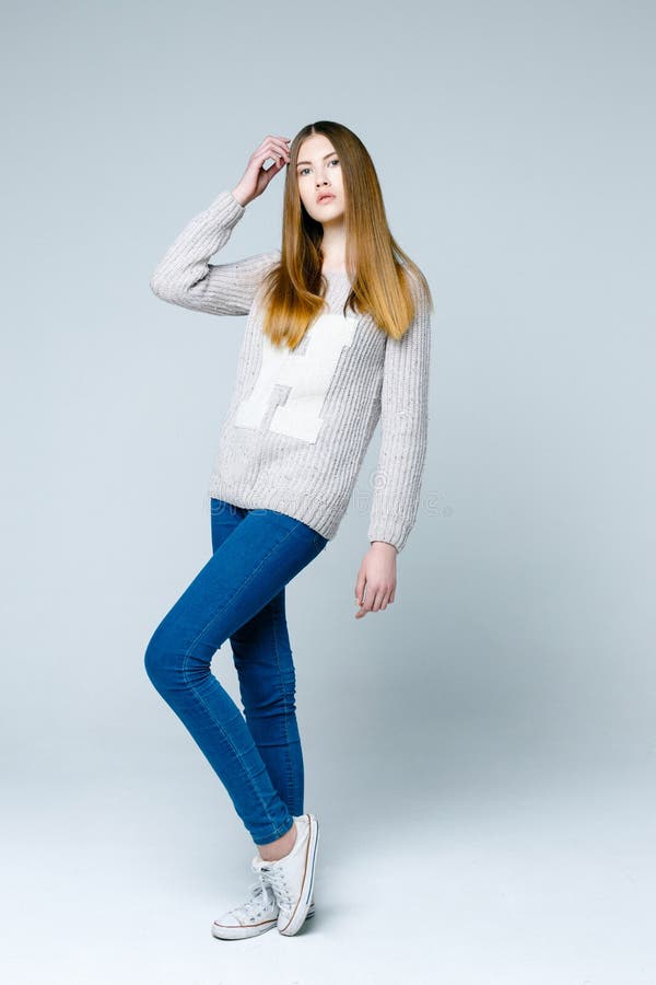 Professional female model stock photo. Image of jeans - 62496846