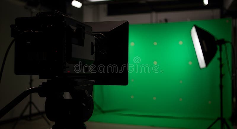 Professional Film Camera Setup with Green Screen for Digital ...