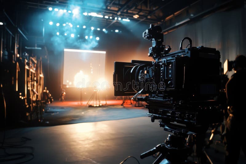 Professional Film Set with Camera and Lights during a Production at ...
