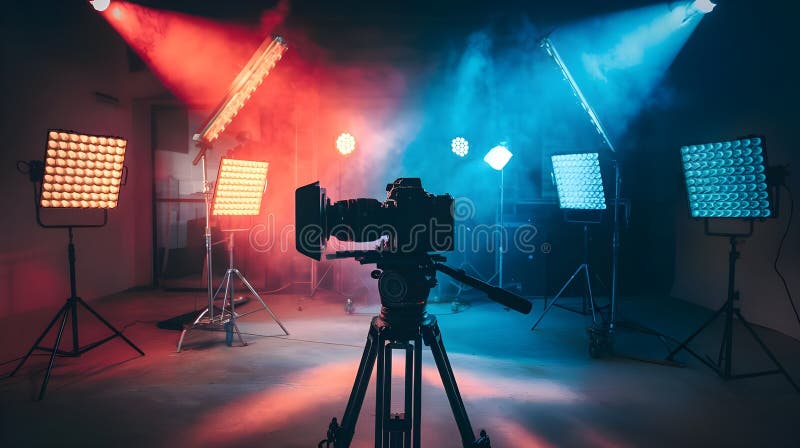 Professional Film Studio Setup with Camera and Lights Stock ...