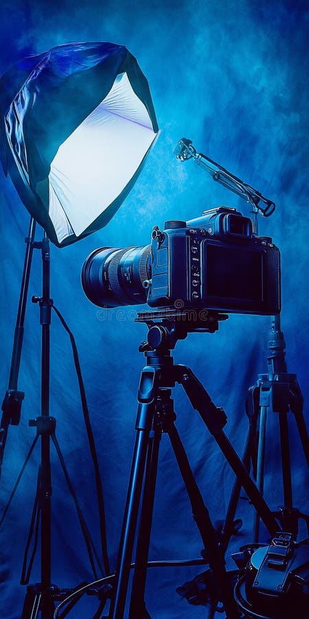 Professional Filmmaking Setup Camera Tripod Lighting Kit Stock Photo ...