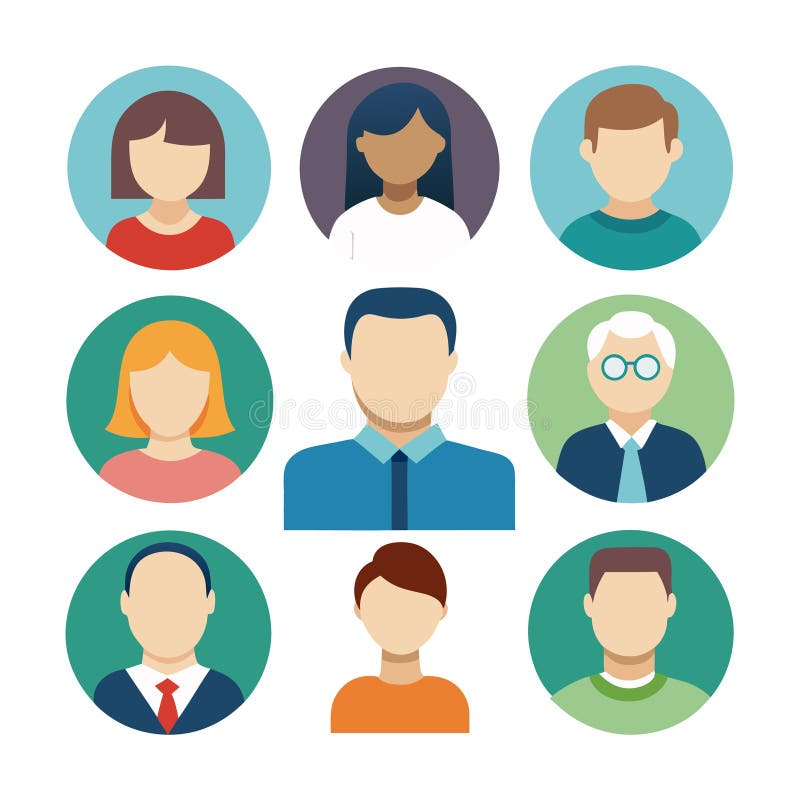 Professional Flat Avatar Icon Set for Corporate and Digital Use Stock ...