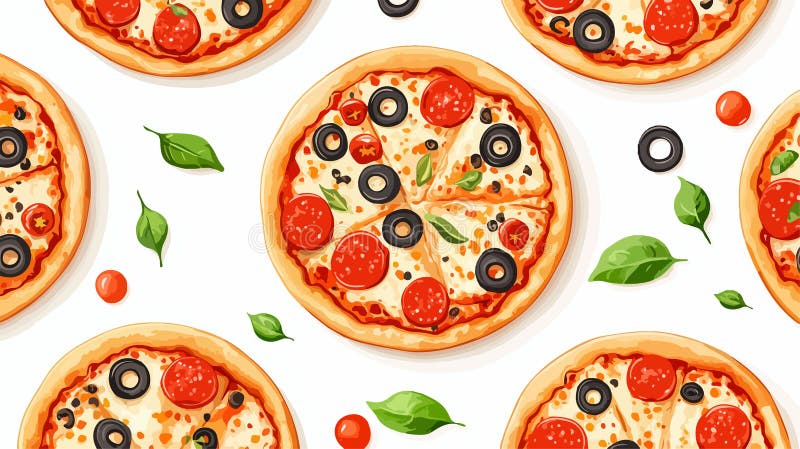 Professional Flat Vector Seamless Pizza Pattern for Design Projects ...