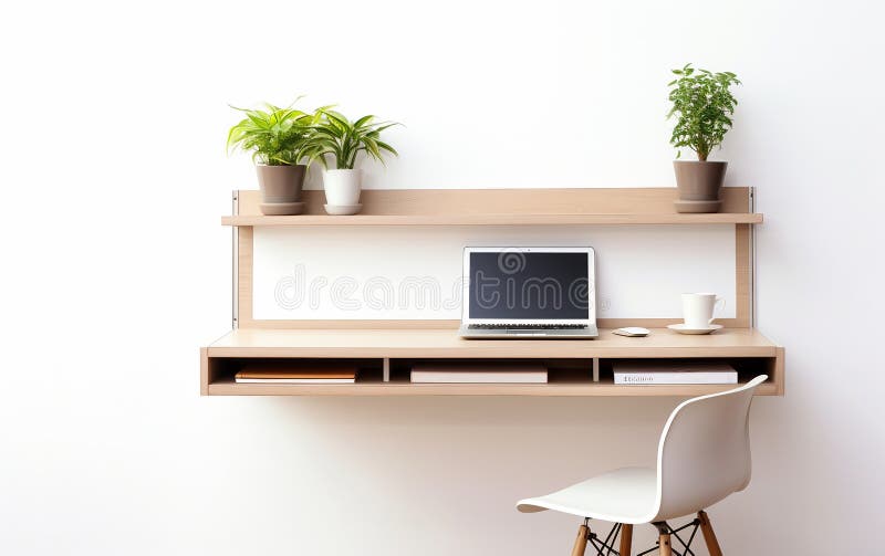 Professional Floating Desk on White Background Stock Illustration ...