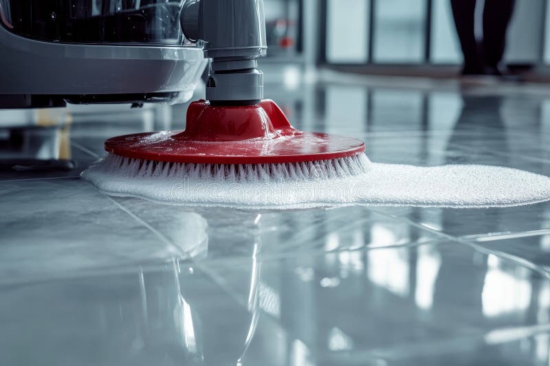 Professional Floor Cleaning Machine Scrubbing Tiled Surface with ...