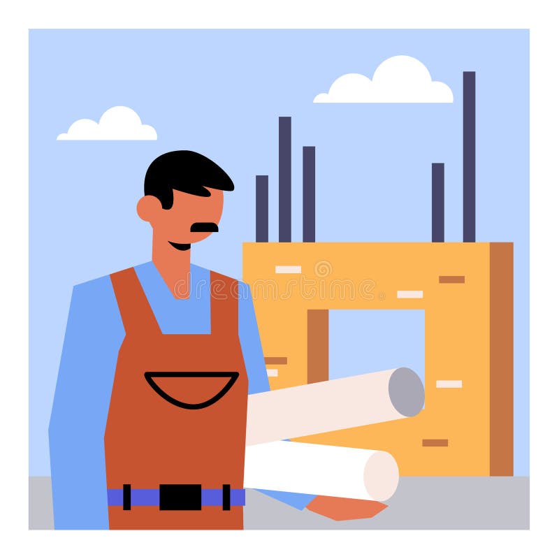 Professional Foreman in Protective Uniform Holding Projects and ...