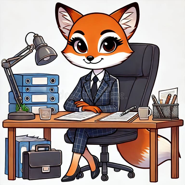 Professional Fox in Office stock illustration. Illustration of attorney ...