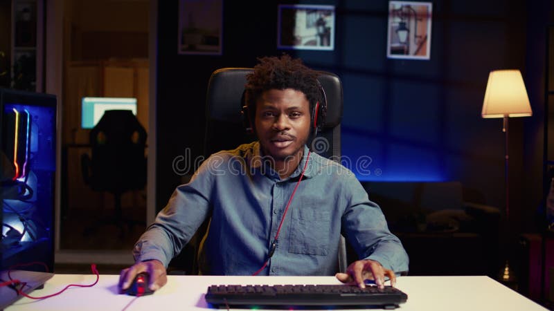 Professional Gamer Engaging in Online Competitive Multiplayer Match ...