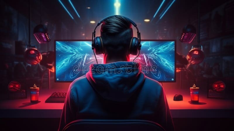 Professional Gamer Playing. Neural Network AI Generated Stock Photo ...